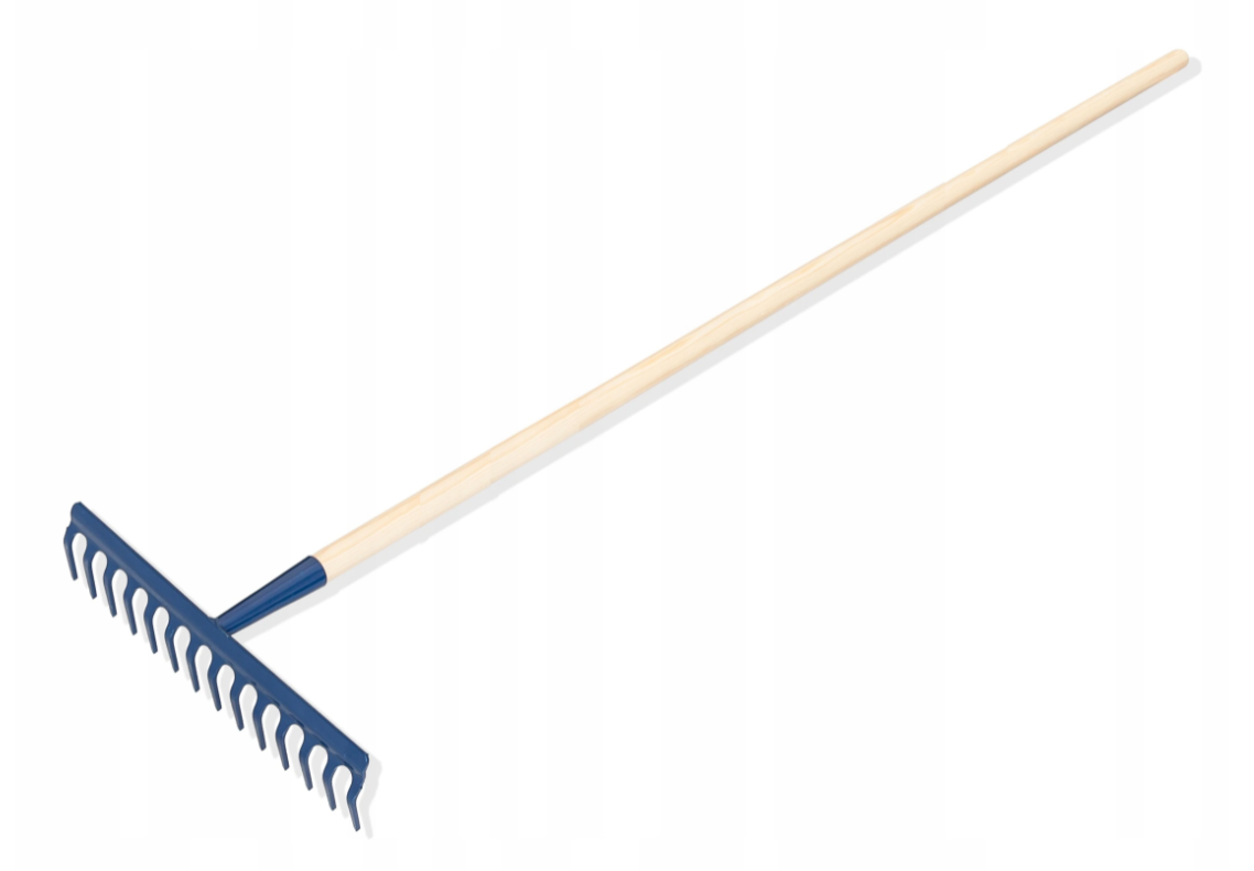 Metallrechen mit Holzstiel 110cm Laubrechen Gartenrechen Rasenrechen 14 ...